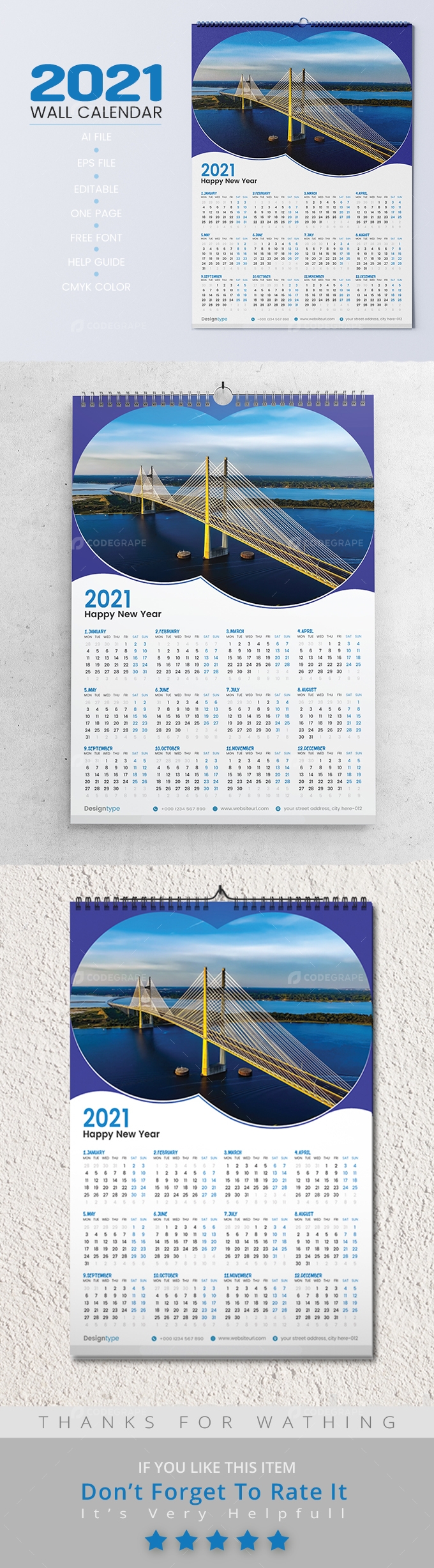 One Page Wall Calendar 2021 Prints CodeGrape One Page Wall Calendar 2021 Prints CodeGrape