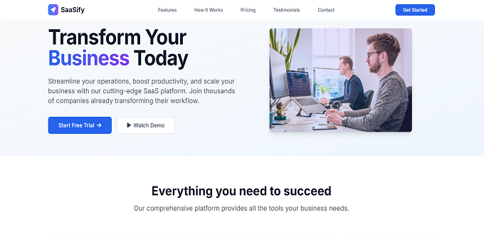 SaaSify – Modern SaaS & Startup Landing Page Template - Themes | CodeGrape