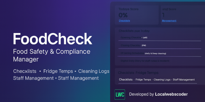 FoodCheck – Food Safety & Compliance Manager - Scripts | CodeGrape